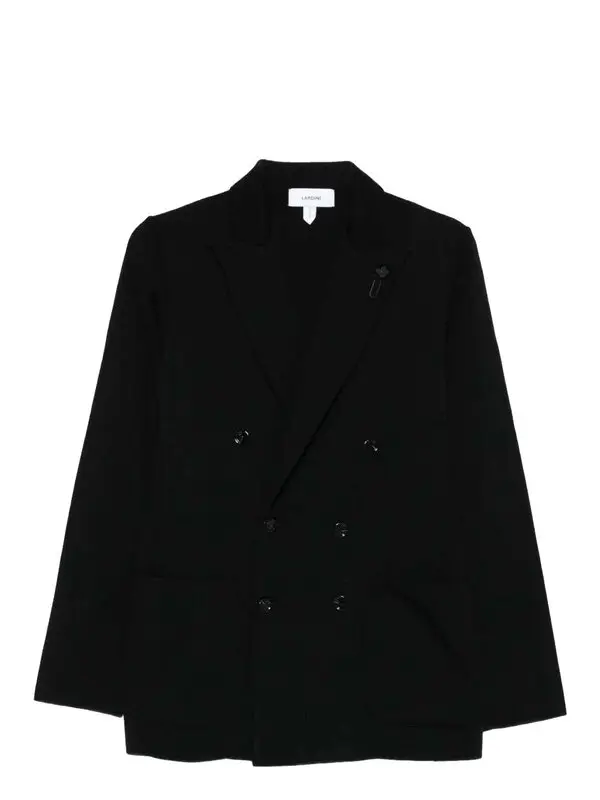 LARDINI Double-breasted Wool Suit - Black
