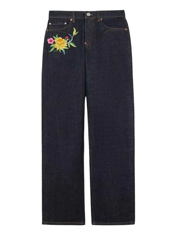 Kenzo Wildflower Straight-leg Japanese Denim Trousers - Blue