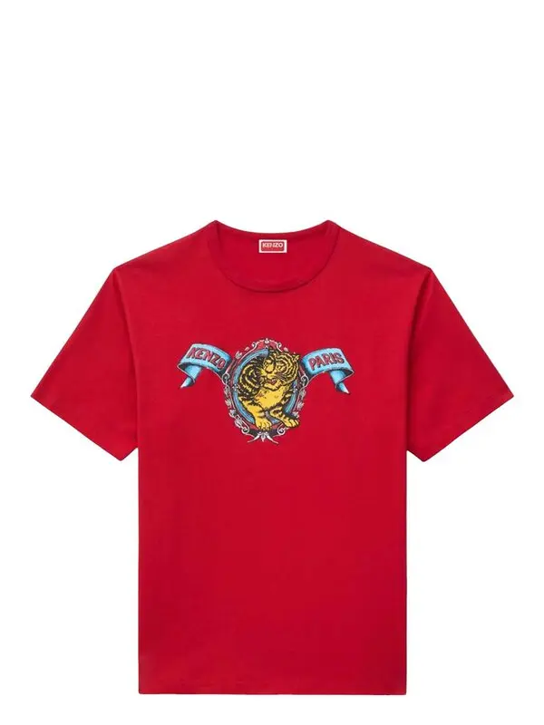 Kenzo Jumping Tiger` Cotton T-shirt - Red