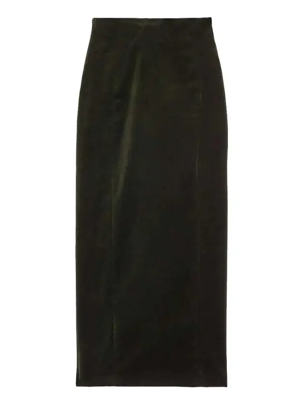 JIL SANDER High-waisted Velvet Maxi Skirt - Grey