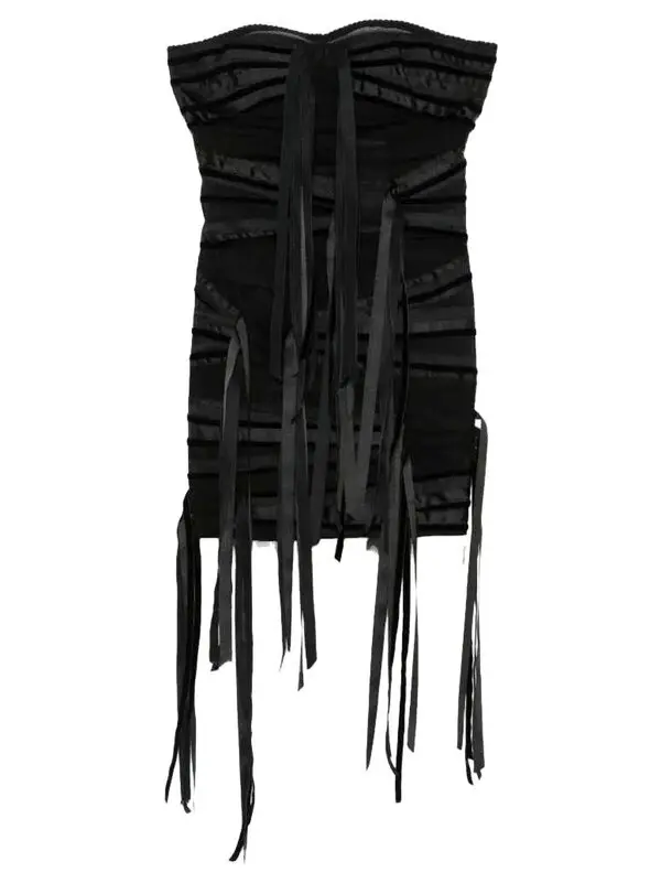 Attico Mini Dress With Fringes - Black