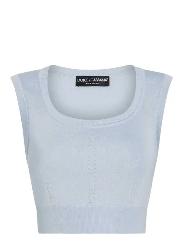 Dolce & Gabbana Cropped Silk-blend Top - Blue