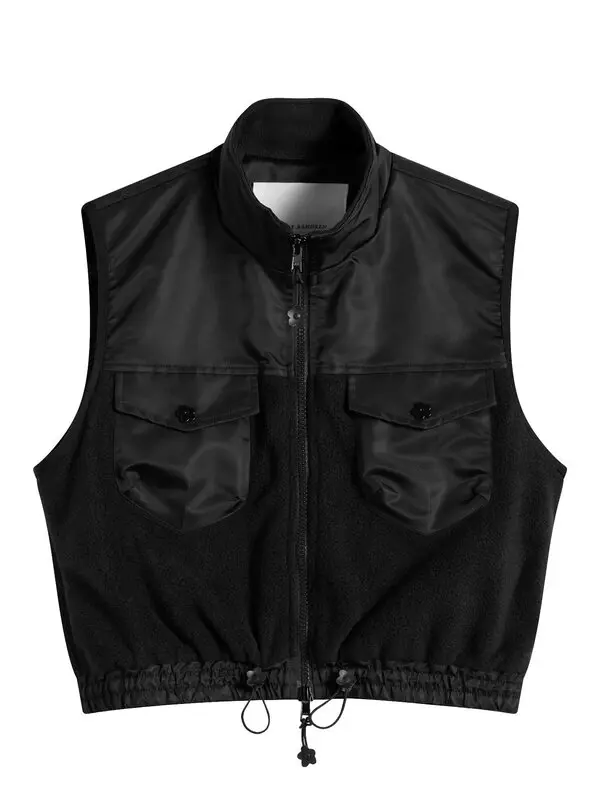 Cecilie Bahnsen Caspen Vest Soft Fleece And Technical Nylon - Black