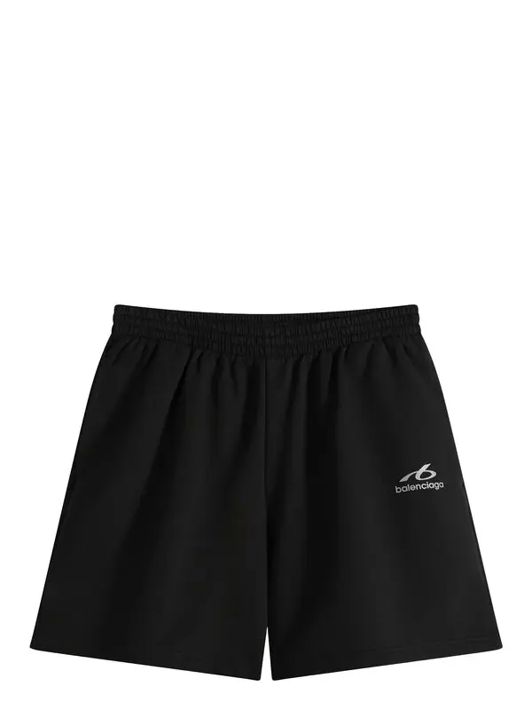 Balenciaga Cotton Sweat Shorts With Graphic Logo - Black