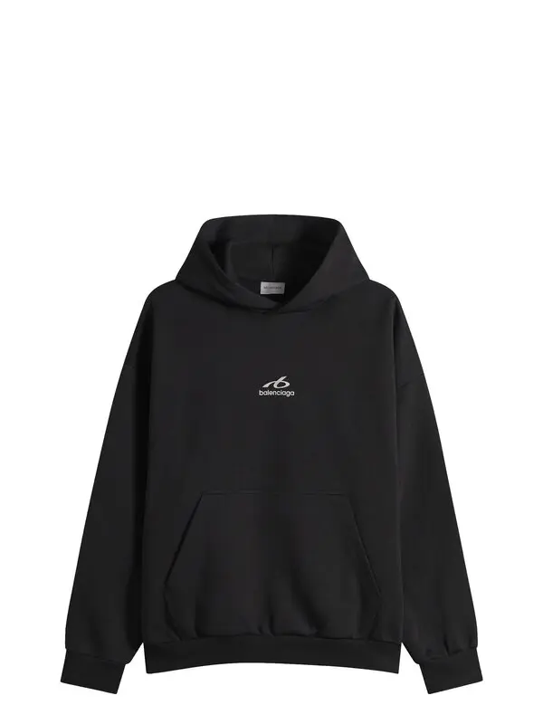 Balenciaga Logo Regular Fit Hoodie - Black