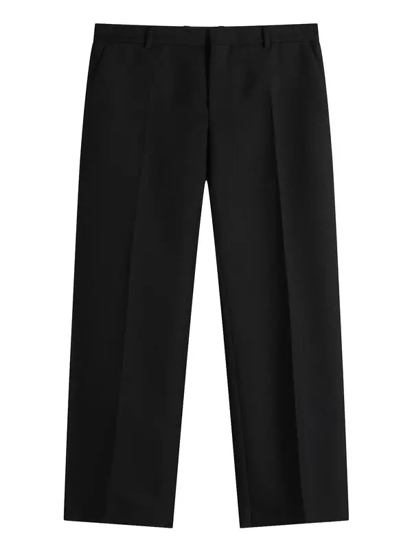 Balenciaga Wool Gabardine Tailored Slim Leg Trousers - Black