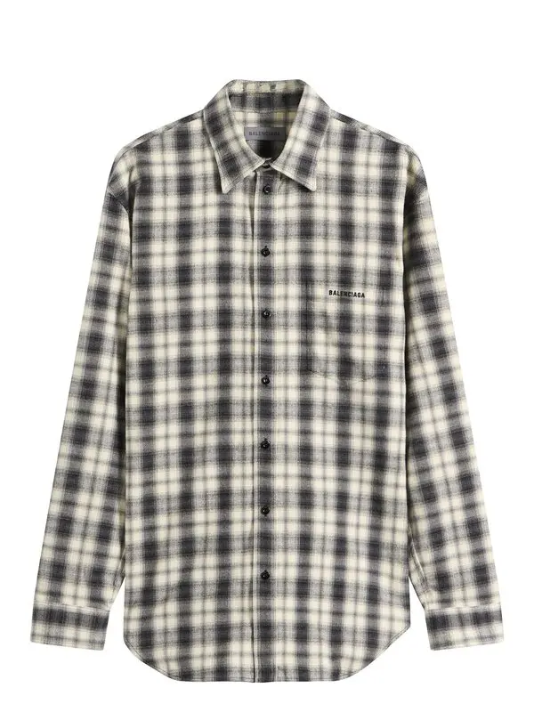 Balenciaga Regular Fit Check Flannel Shirt - White/black