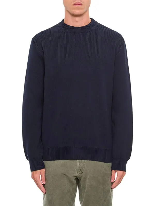GOLDEN GOOSE Crew-neck Sweatshirt With Applied Patch Detail - Blu