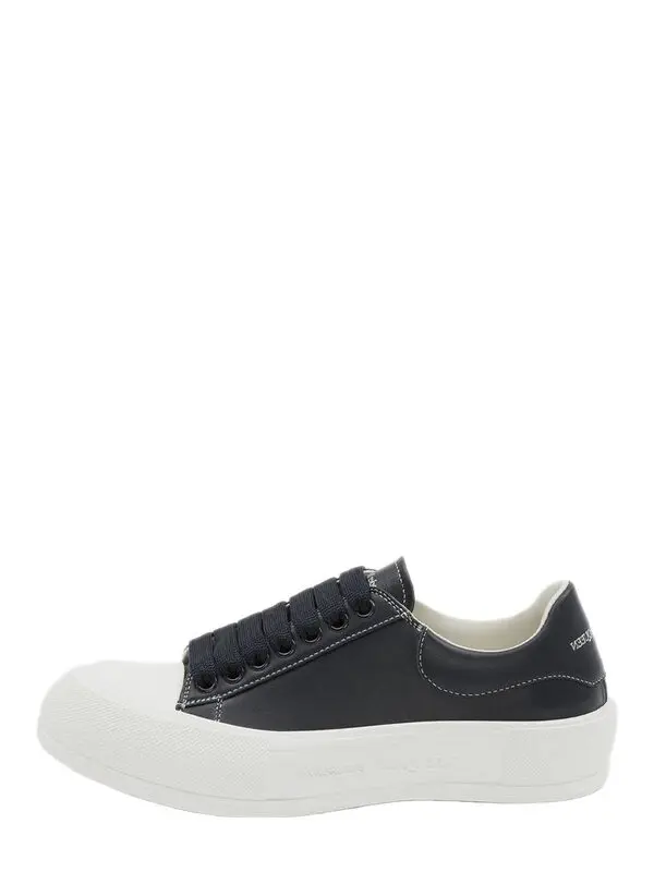 Alexander McQueen Leather Deck Plimsoll - Navy Blue