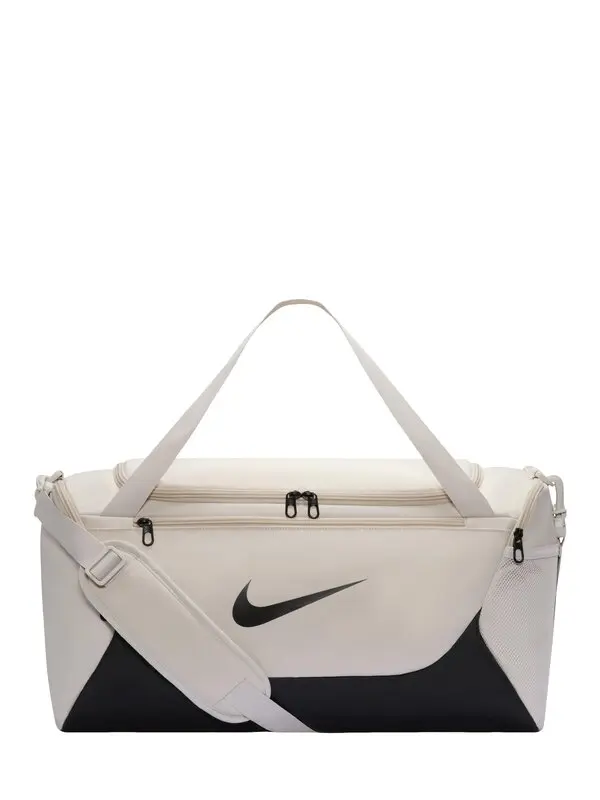 Nike Brasilia 40l Small Duffel Bag 'light Bone Black - Light Bone/black