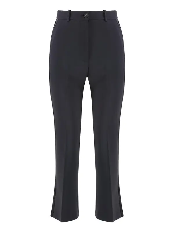 Elisabetta Franchi Cropped Flared Trousers With Side Slit Hem - Black
