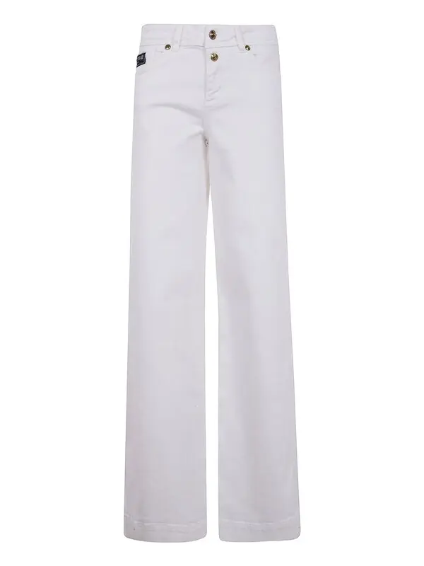 Versace Wide Leg Stretch Cotton Blend Pants - White