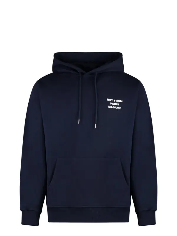 Drole De Monsieur Slogan Hooded Sweatshirt - Blue