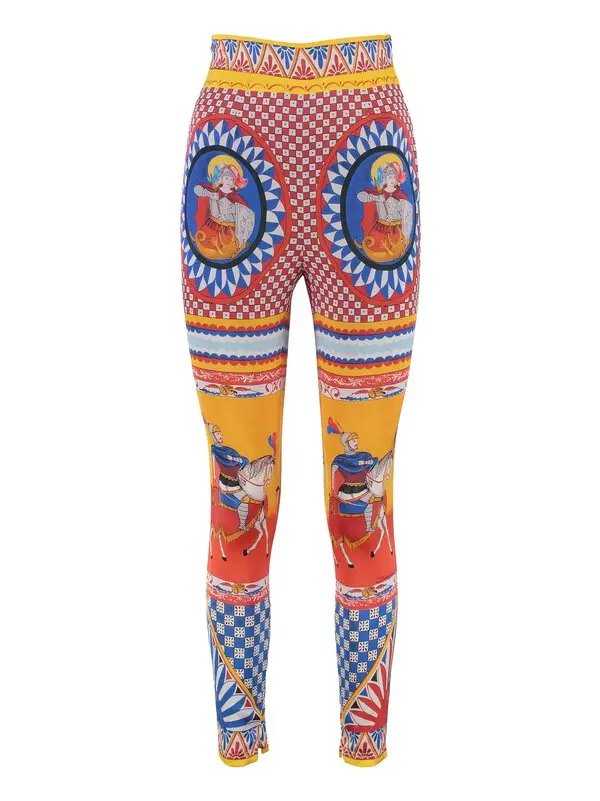 Dolce & Gabbana Carretto Print Silk Leggings - Multicolor