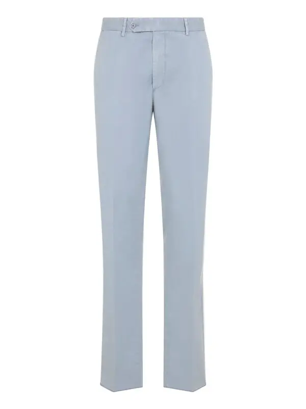 Ralph Lauren Purple Label Cotton Flat-front Straight-leg Pants - Blue