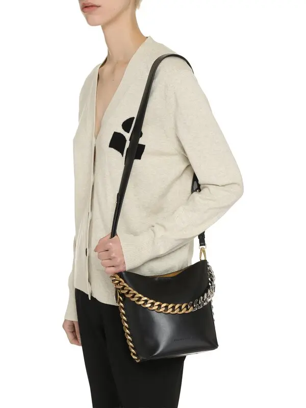 Stella McCartney Frayme Bucket Bag With Chain Detail - Black