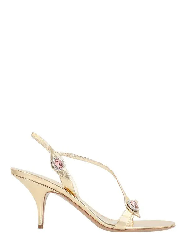 FERRAGAMO Laminated Leather Crystal-embellished Stiletto Sandals - Gold