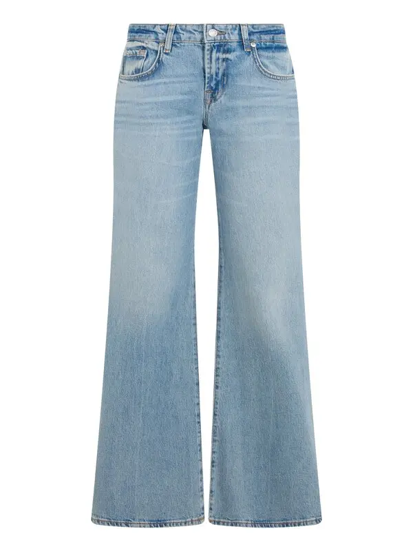 7 For All Mankind Cotton Denim Palazzo Jeans - Light Blue
