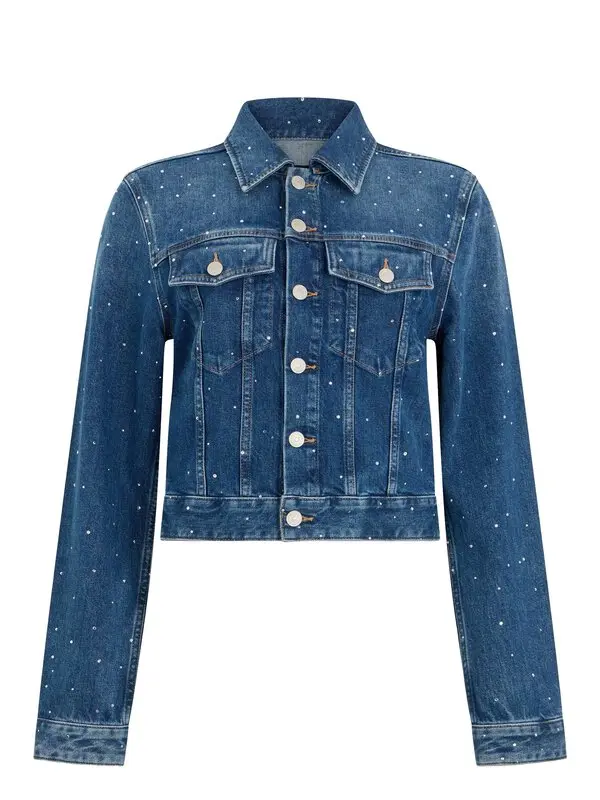 7 For All Mankind Embellished Cropped Jacket - Denim