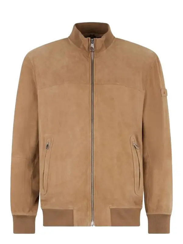 Peuterey Suede Zip Front Bomber Jacket - Beige