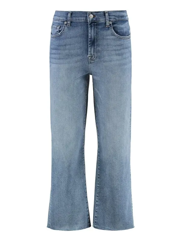 7 For All Mankind Alexa Cropped Jeans With Frayed Hem - Denim