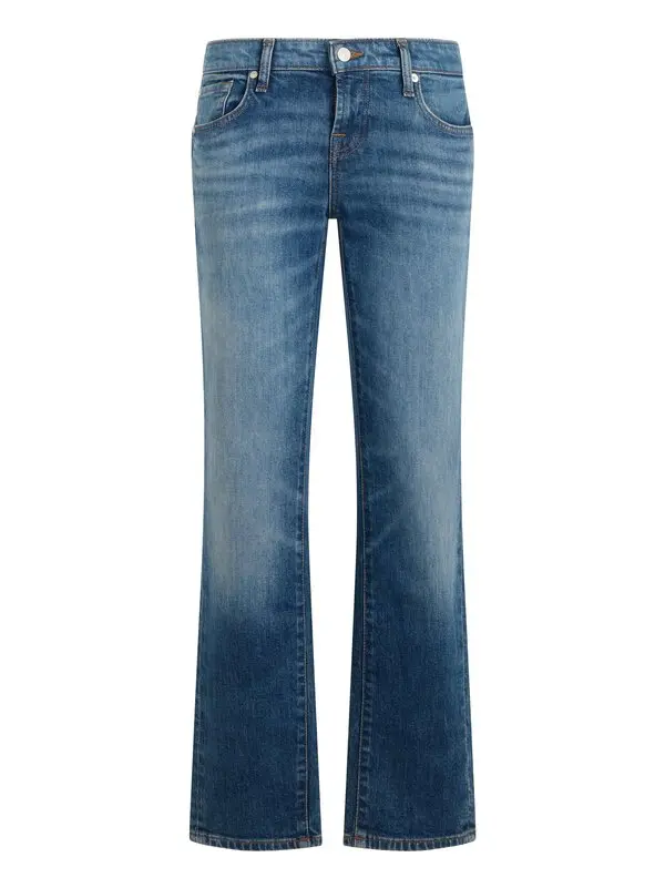 7 For All Mankind Straight Leg Mid-rise Jeans In Stretch Denim - Blue