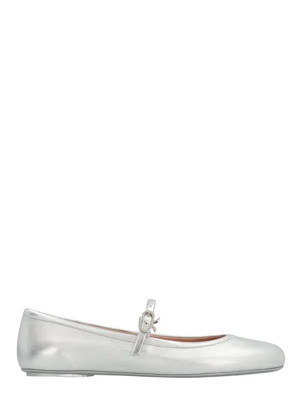 GIANVITO ROSSI Carla Metallic Leather Ballet Flats - Silver