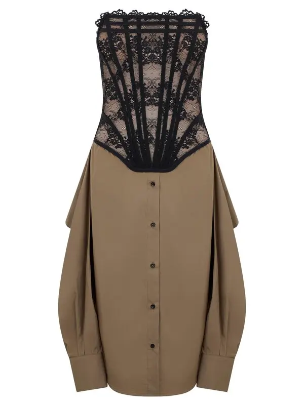 Giuseppe Di Morabito Lace Corset Mini Dress - Beige