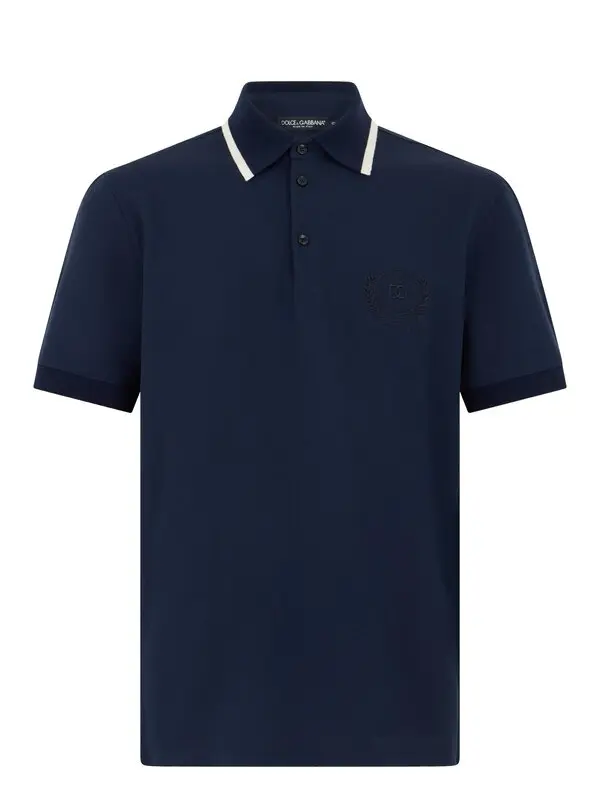 Dolce & Gabbana Short-sleeve Polo Shirt With Pointed Collar - Blue