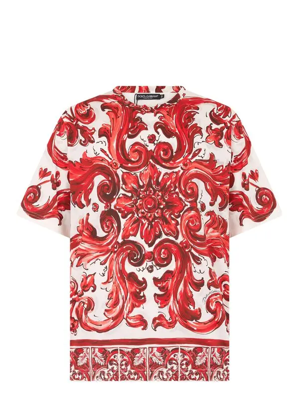 Dolce & Gabbana Printed Cotton T-shirt - Red