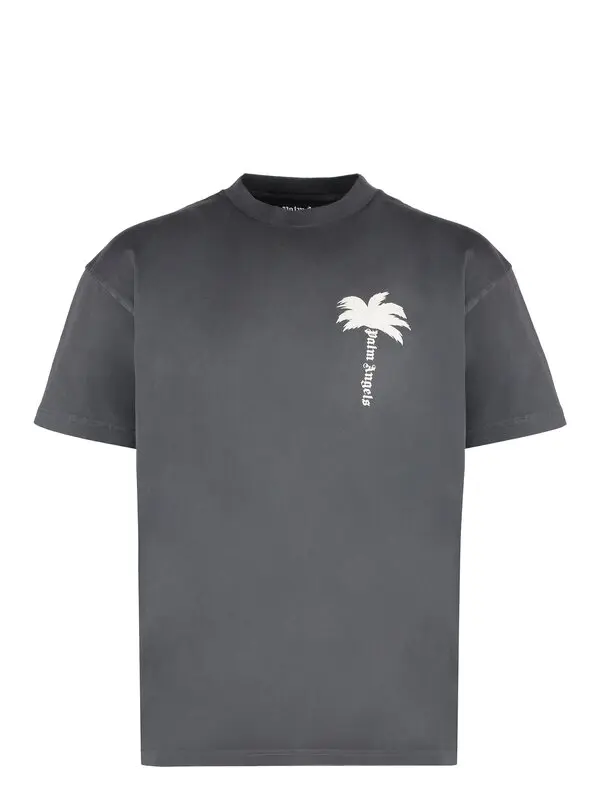 Palm Angels Palm Tree-print Cotton T-shirt - Grey
