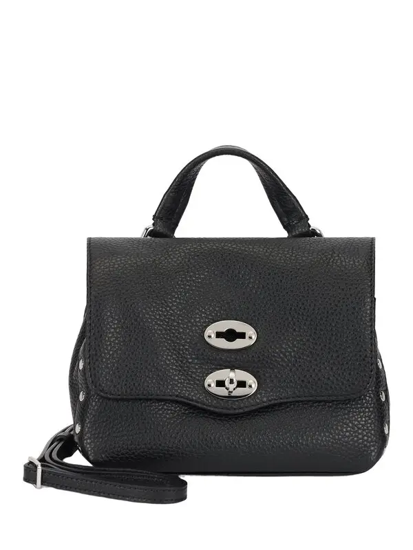 ZANELLATO Postman Baby Handbag In Hammered Leather - Black