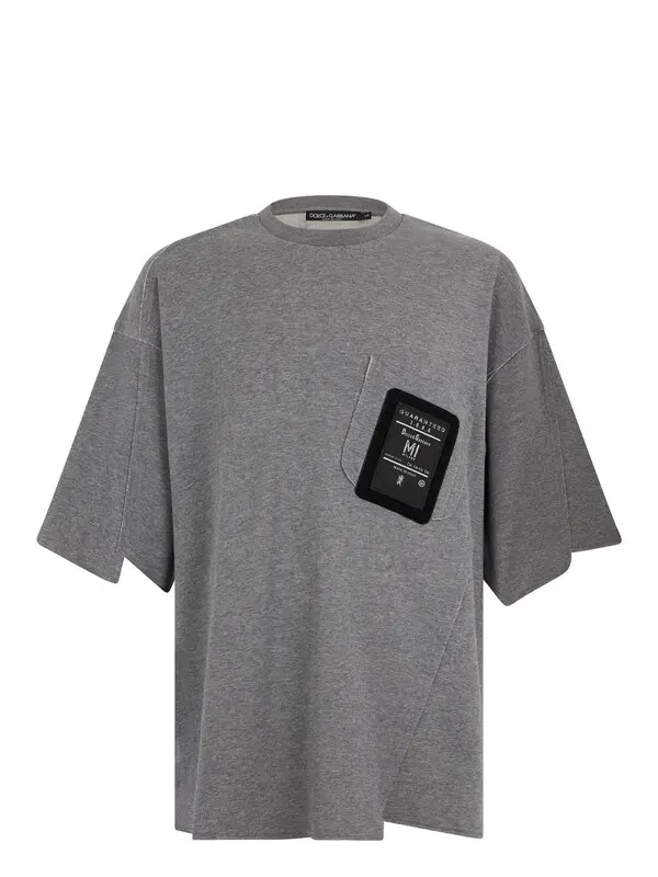 Dolce & Gabbana Oversized Cotton T-shirt With Patch Pocket - Heather Grey