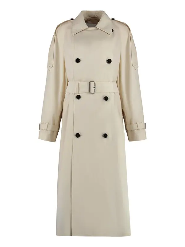 Burberry Gabardine Trench Jacket With Buckled Cuffs And Back Slit Hem - Beige