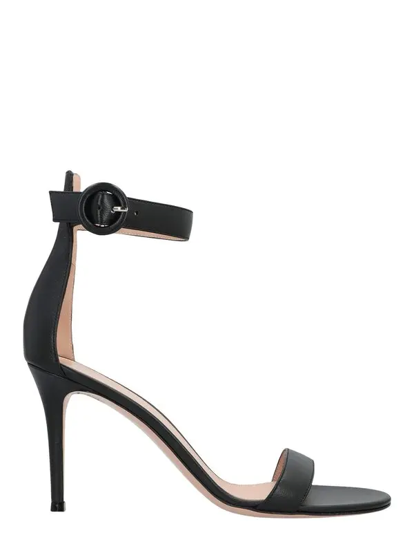GIANVITO ROSSI Portofino Leather Stiletto Sandals - Black
