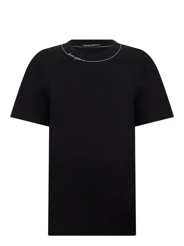 Dolce & Gabbana Style Short-sleeve T-shirt With Crew Neck - Black
