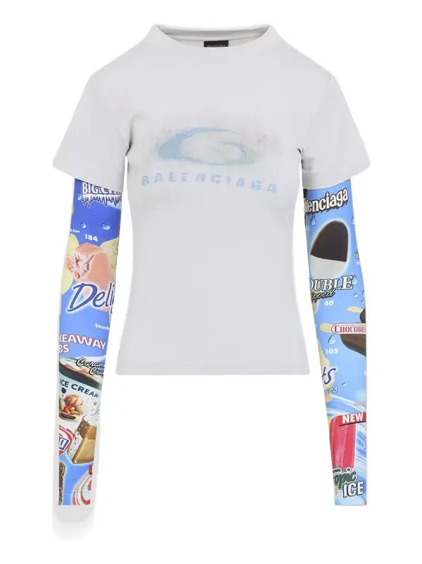 Balenciaga Double Sleeve Cotton T-shirt - White