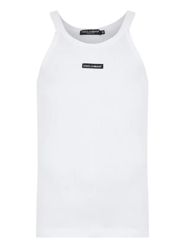 Dolce & Gabbana Logo Ribbed Mini Tank Top - White