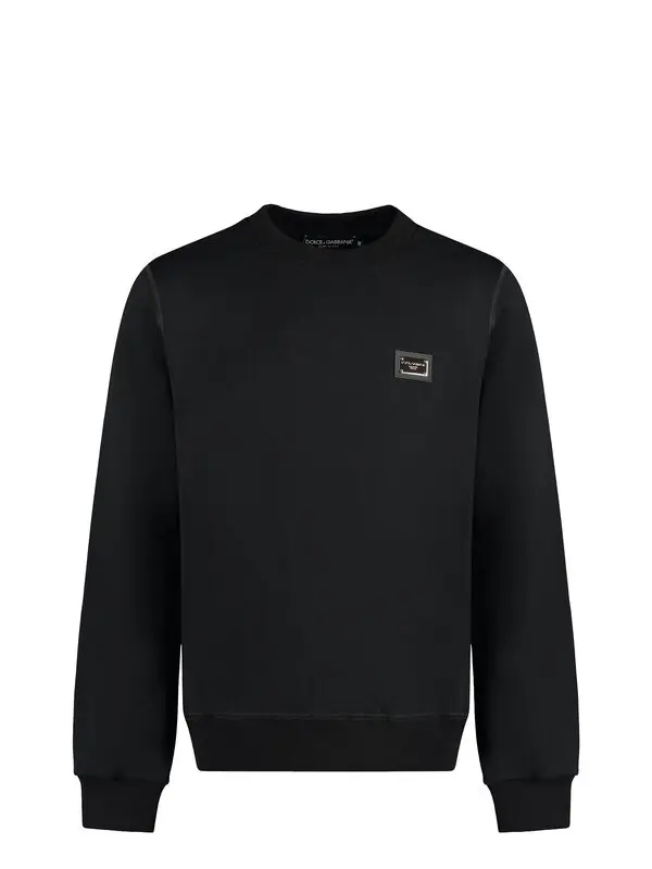 Dolce & Gabbana Ribbed Cotton Crew-neck Sweatshirt - Black