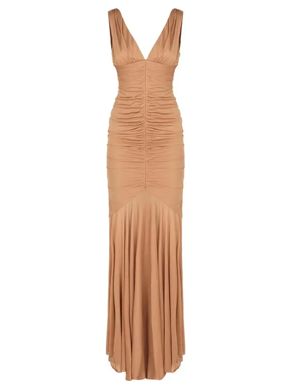 Giuseppe Di Morabito Draped V-neck Midi Dress - Beige