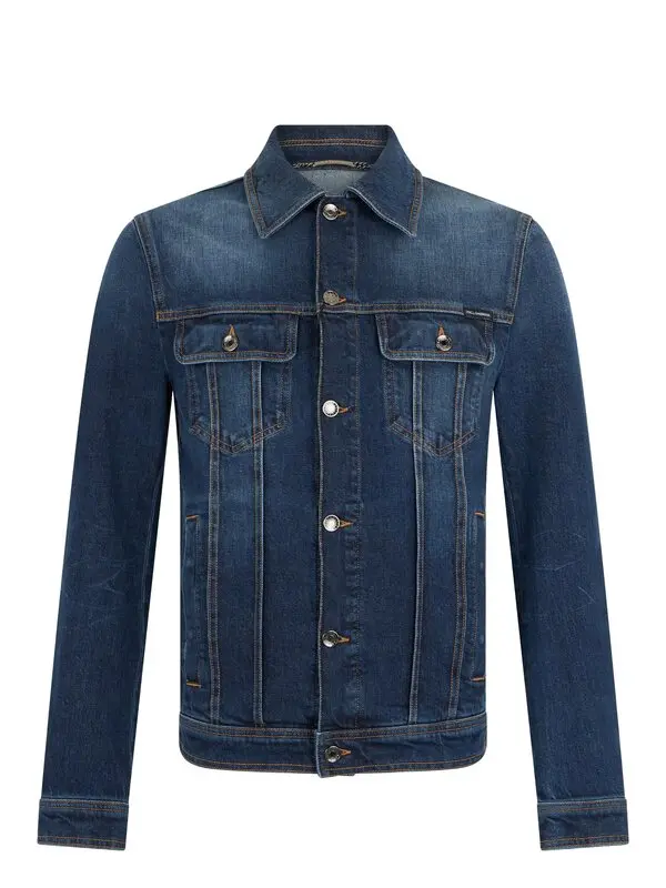 Dolce & Gabbana Classic Fit Denim Shirt Jacket With Button Cuffs And Side Pockets - Blue
