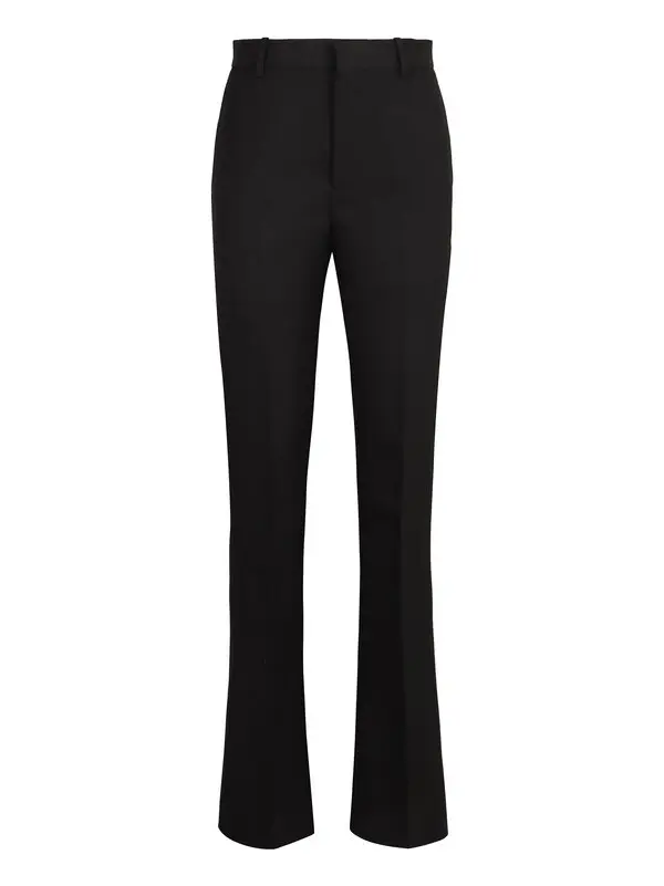 Bottega Veneta Wool Flared Trousers With Back Welt Pocket - Black