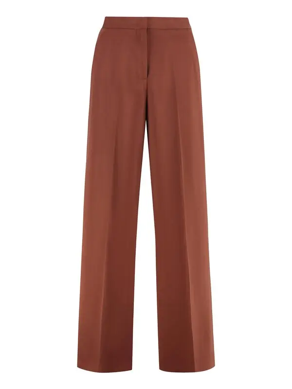 Pinko Textured High-waist Wide-leg Trousers - Brown
