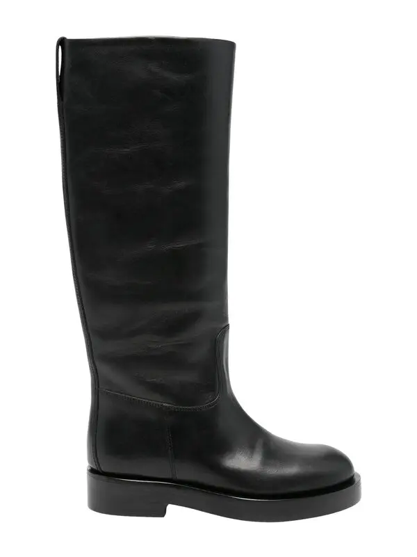 Paris Texas Nappa Leather Flat Ankle Boots With Pull Tab And 20mm Heel - Black
