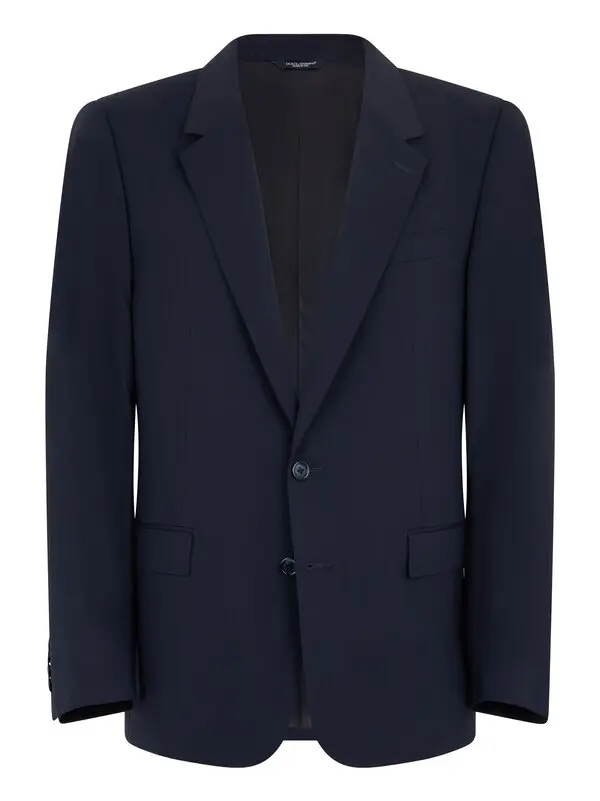 Dolce & Gabbana Single-breasted Tailored Wool Blazer With Lapel Collar - Blue