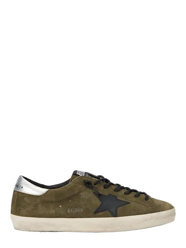 GOLDEN GOOSE Classic Suede Lace-up Sneakers With Star Detail And Metallic Heel - Khaki