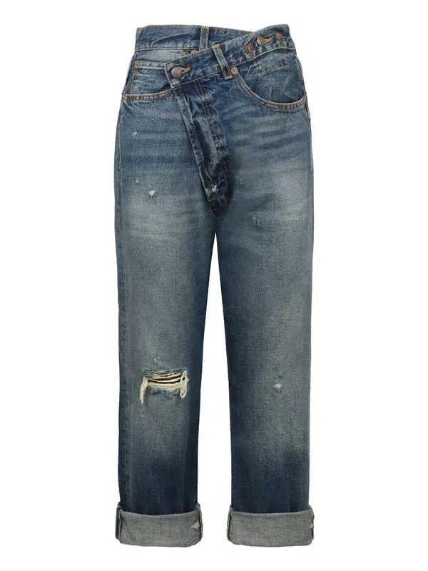 R13 Crossover Distressed Skinny Jeans - Denim