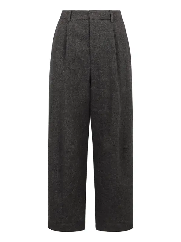 R13 Wide-leg Pleated Wool-blend Trousers - Grey