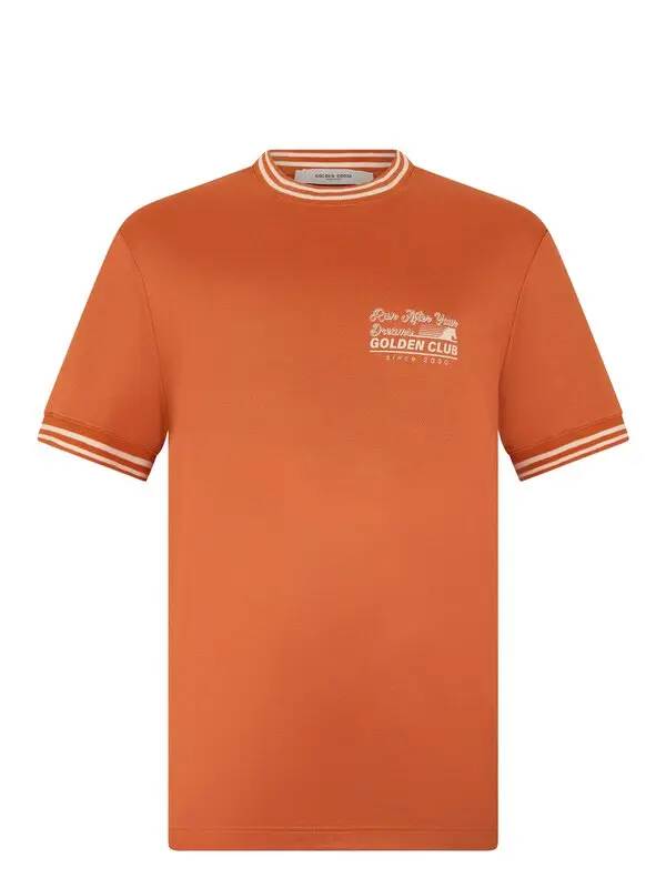 GOLDEN GOOSE Short Sleeve Piqué T-shirt Comfortable Fit - Orange