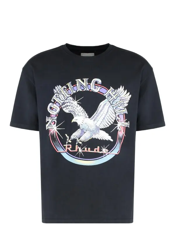 Rhude Cotton T-shirt With Front Print - Black